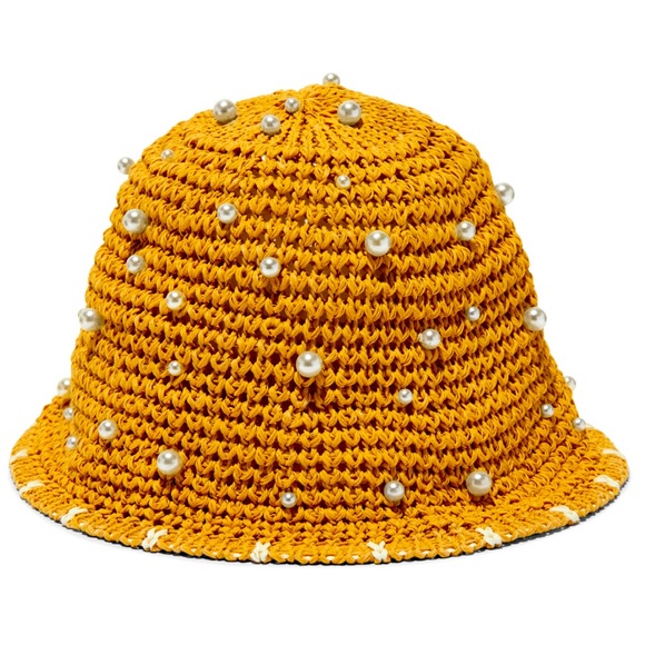 Icing | Accessories | Pearl Studded Woven Bucket Hat Nwt | Poshmark